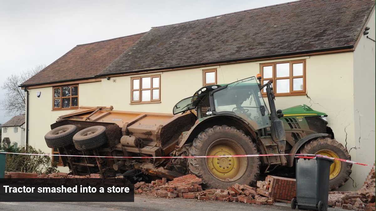 Tractor smashed into a store