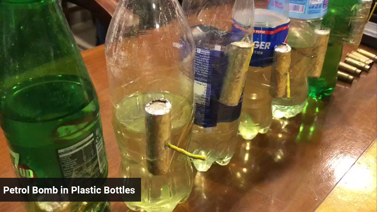 Petrol Bombs in Plastic Bottles